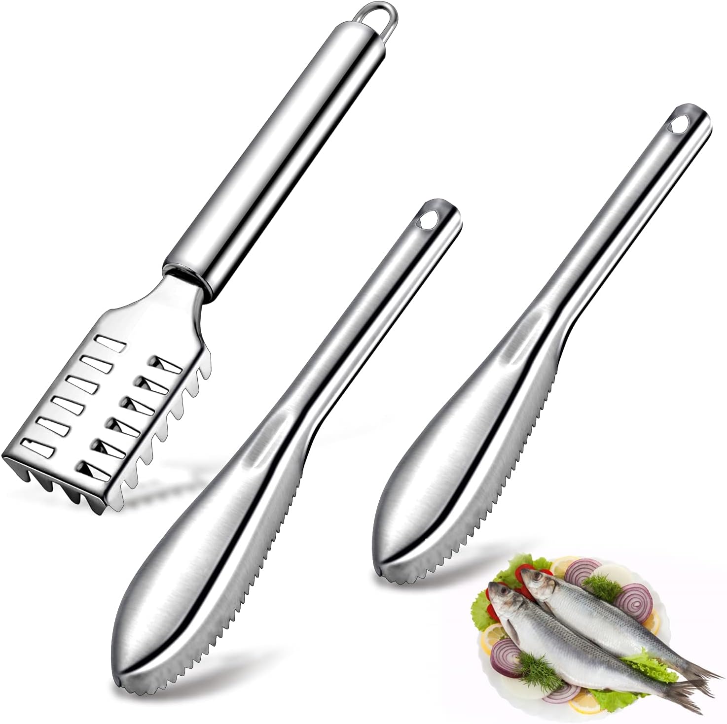 Amazon.com: Honoson 4 Pieces Stainless Steel Fish Scale Remover Cleaner ...