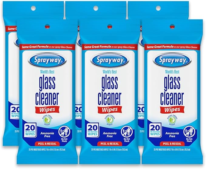 Amazon.com: Sprayway Glass Cleaner Wipes, 20ct, Pack of 6 | On-the-Go ...