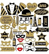 Amazon.com: New Years Eve Photo Booth Props 2023 - Pack of 32, Happy ...