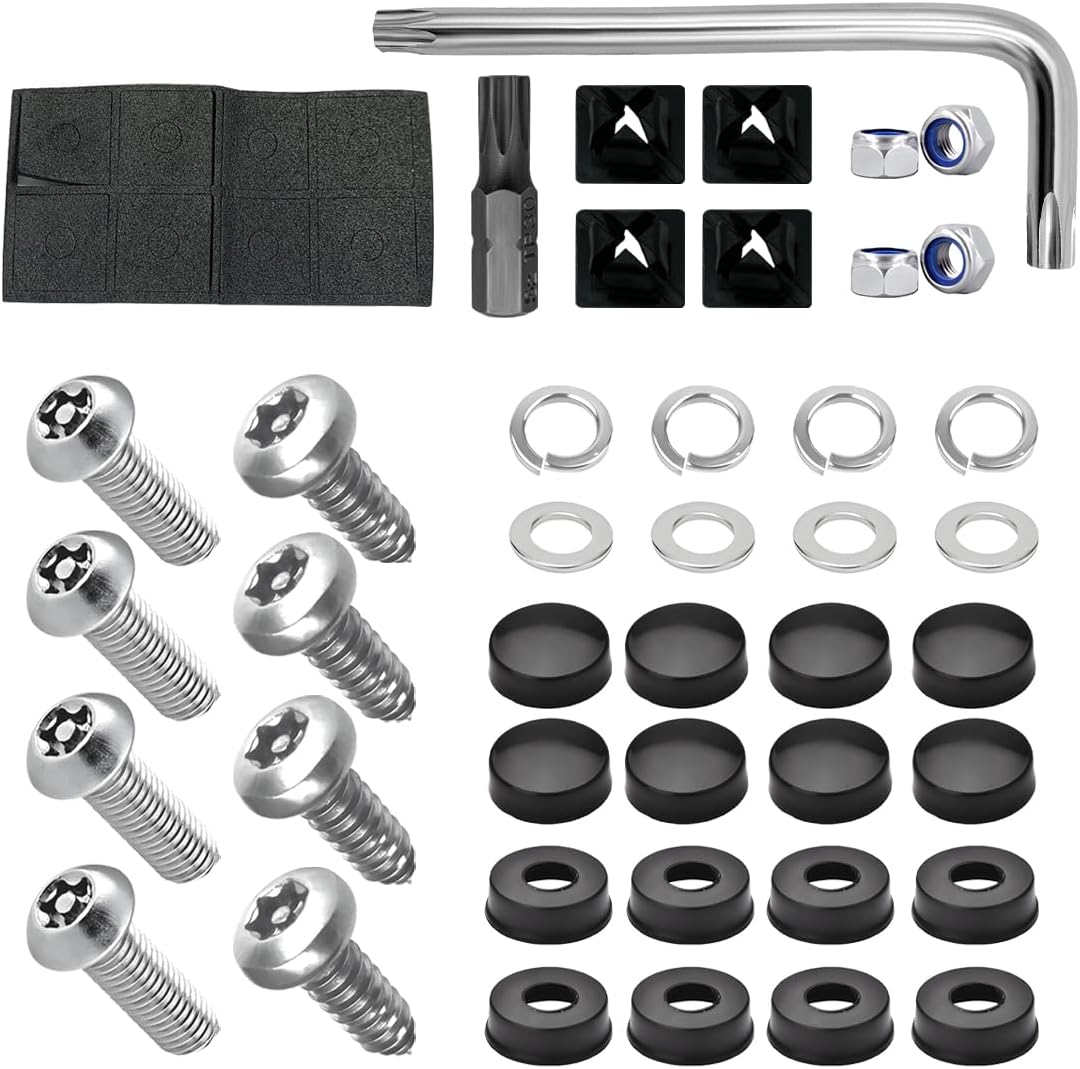 Amazon.com: NYTKL Anti Theft License Plate Screws Kits, Stainless Steel Anti-Rattle Auto Tag ...