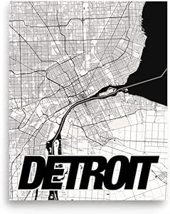 Amazon.com: Detroit Michigan Map Poster 11x14 (6 Sizes) Detroit Map Art ...