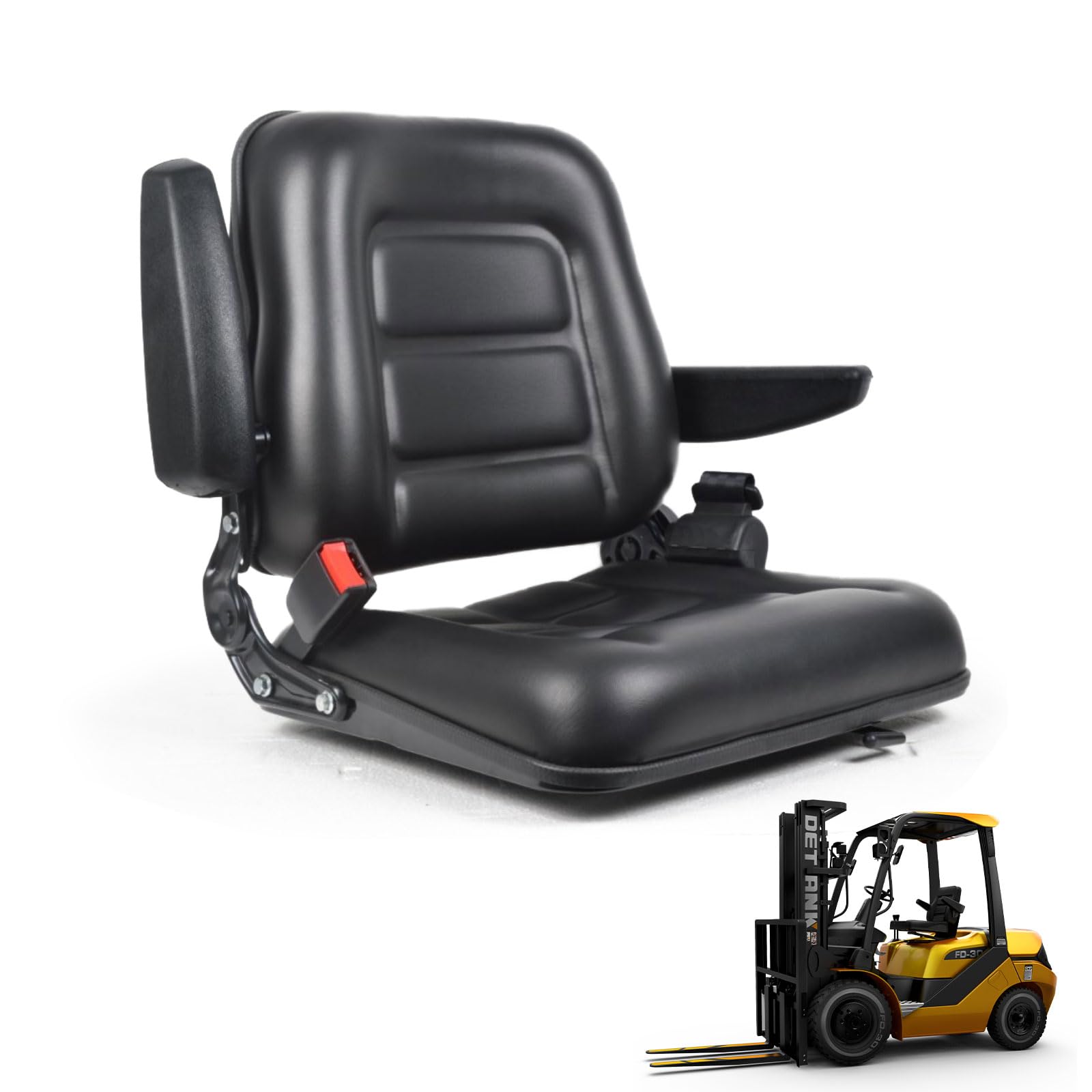 Buy ATQIK Universal Forklift Seat Tractor Seat with Adjustable Backrest ...