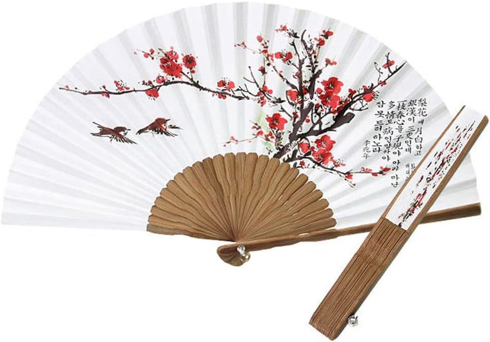 Amazon.com: ECSD Korean Traditional Bamboo Hanji Hand Fan + Paper Case ...