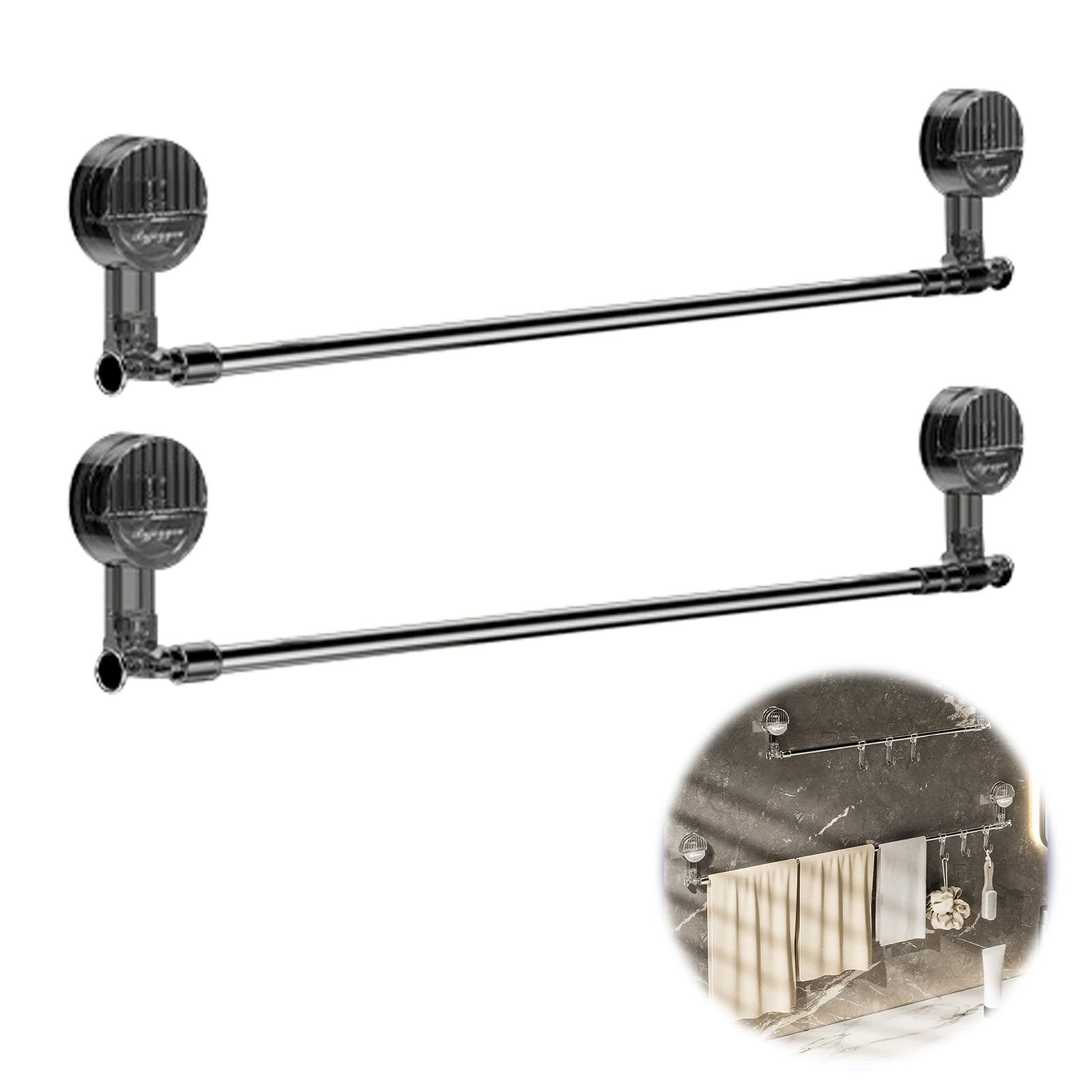 Amazon.com: Towel Bar, Towel Rack for Shower with 3 Hooks, Suction Cup ...
