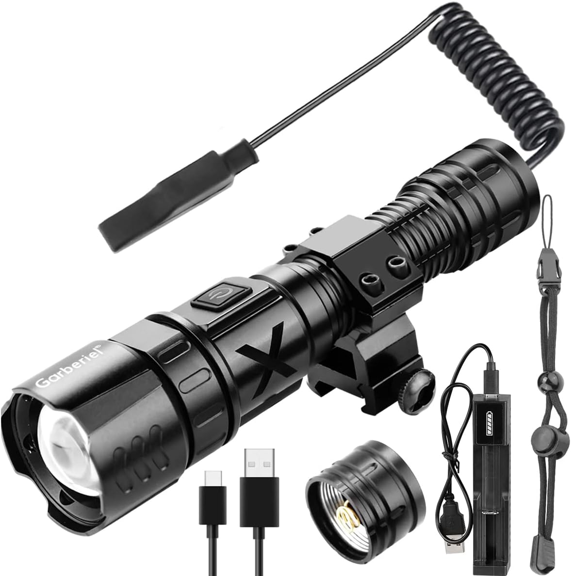 Torch Led 10000 lümen, son derece parlak meşale, USB şarj edilebilir ...