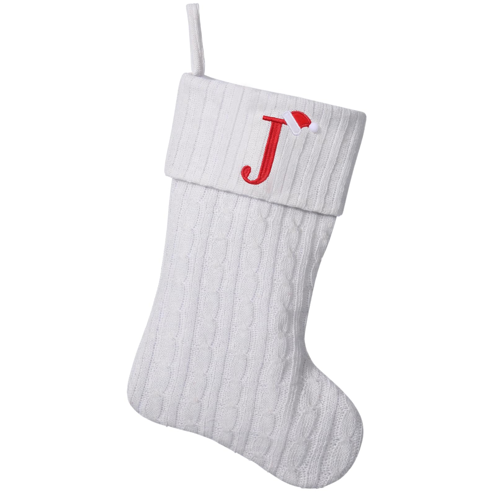 Amazon.com: Yehnois19.5-inch White Knit Monogram Christmas Stockings ...