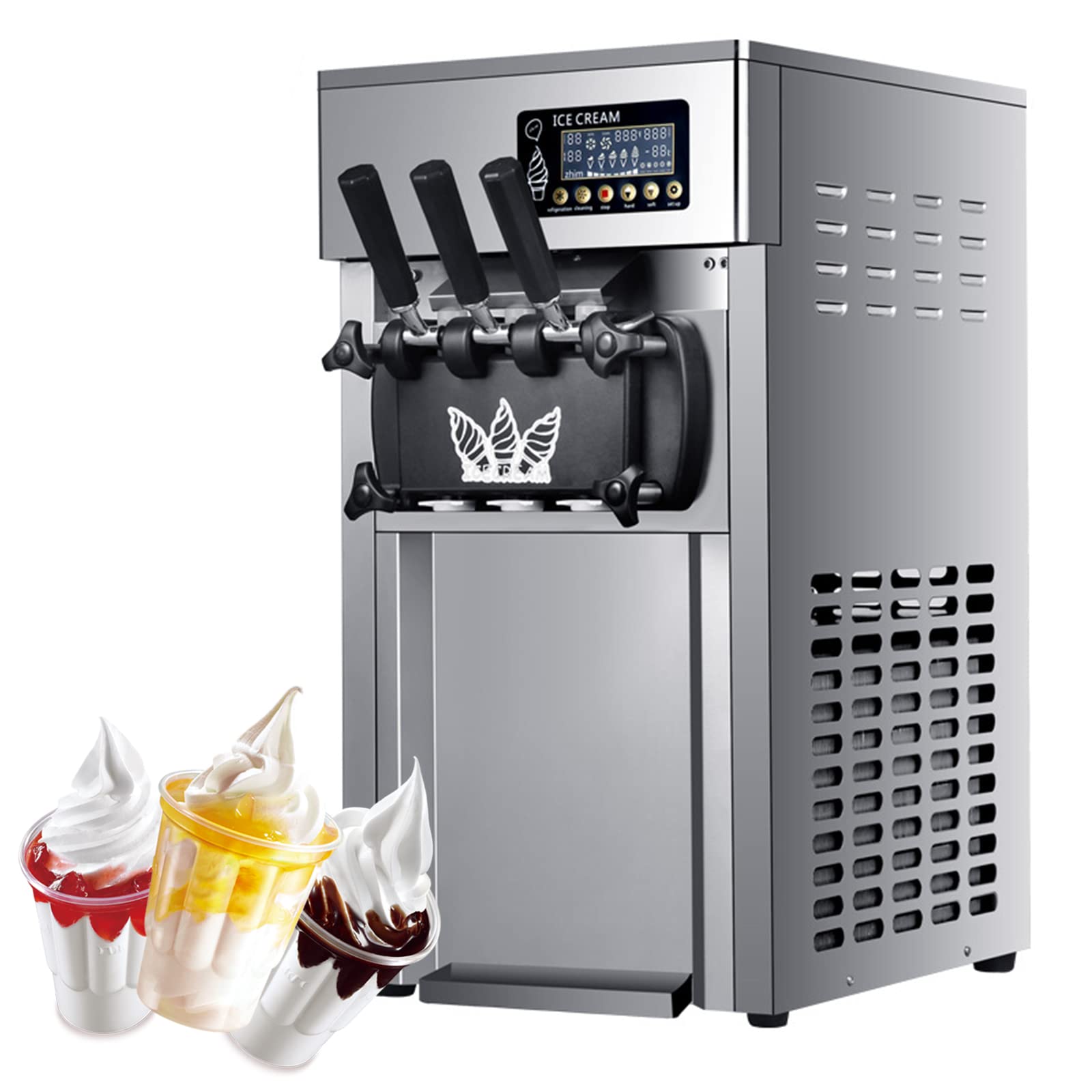 Buy BeFormed Triple Head Commercial Ice Cream Machine, 1200W Soft Serve ...