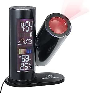 Amazon.com: yIXAGLPU LCD Digital Projection Alarm Clock, Weather ...