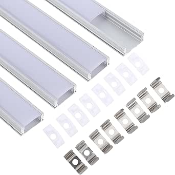 JECOMPRIS 4 Sets U-shaped Aluminum Groove Led Aluminum Trough Led Track ...
