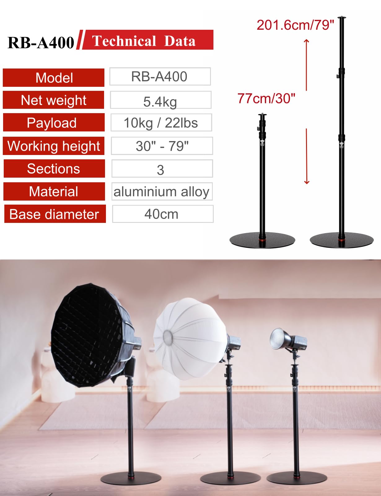 Snapklik.com : IFOOTAGE Cobra RB-A400 Light Stand Photography, 79 ...