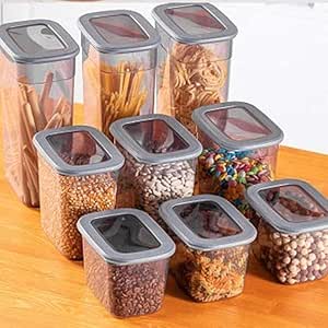 Long Plastic Food Storage Containers Set Of 3 1.3L / 2L / 3.2L Grey ...