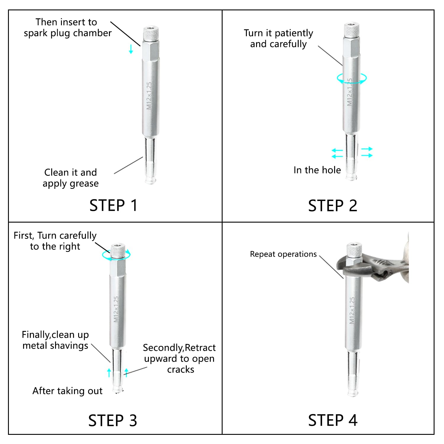 Snapklik.com : 12mm Back Tap Spark Plug Thread Repair Tool M12x125 ...