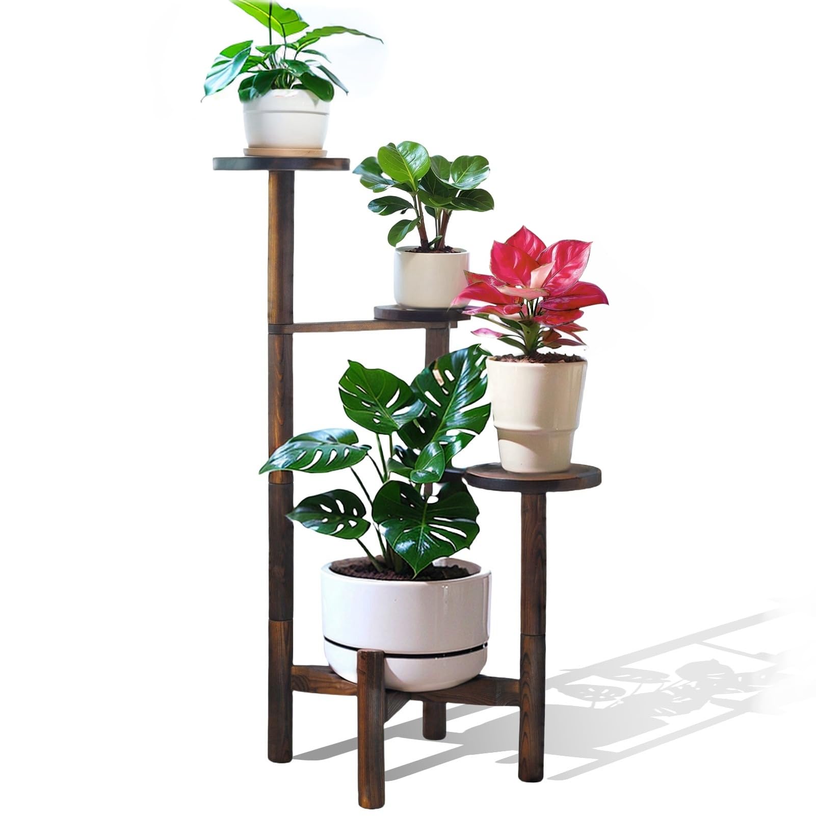 Amazon.com: GRAFULCA 4 Tier Plant Stand Indoor, Tall Wood Corner Plant ...