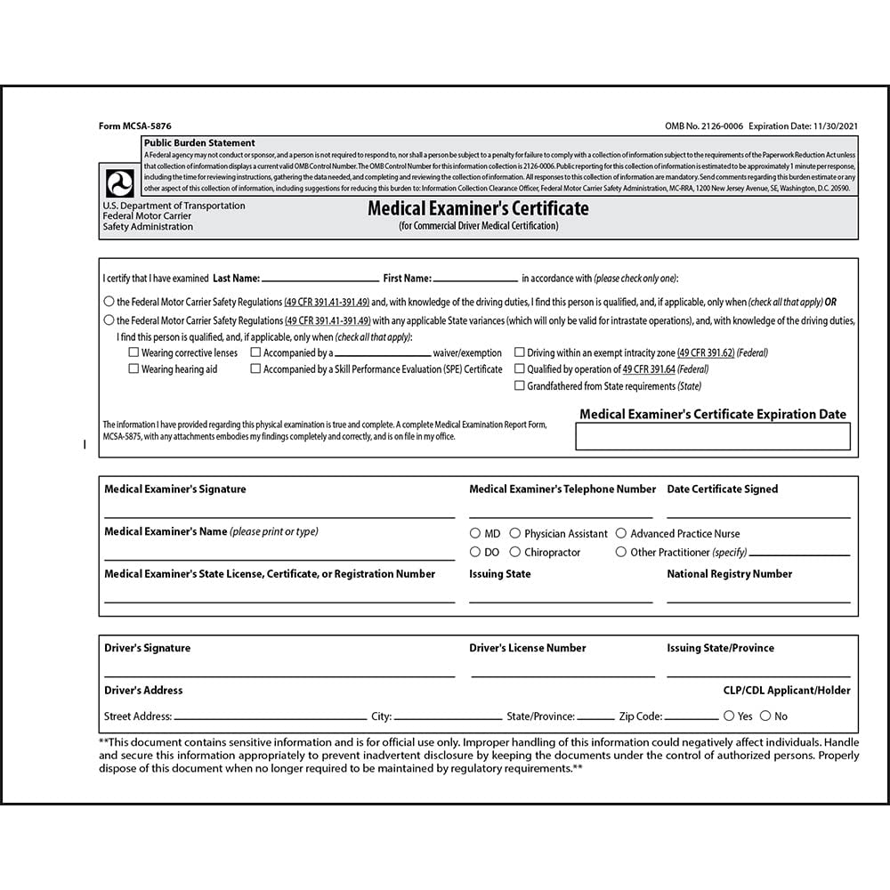 Buy DOT FMCSA Medical Examiner Certificate 15 pk 2 Ply 4 25 X 5 25 buy-dot-fmcsa-medical-examiner-certificate-15-pk-2-ply-4-25-x-5-25