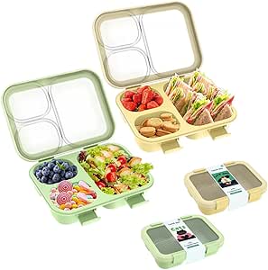 Amazon.com: LxueLxic Bento Box,Lunch Box with Lids,3-Compartment ...