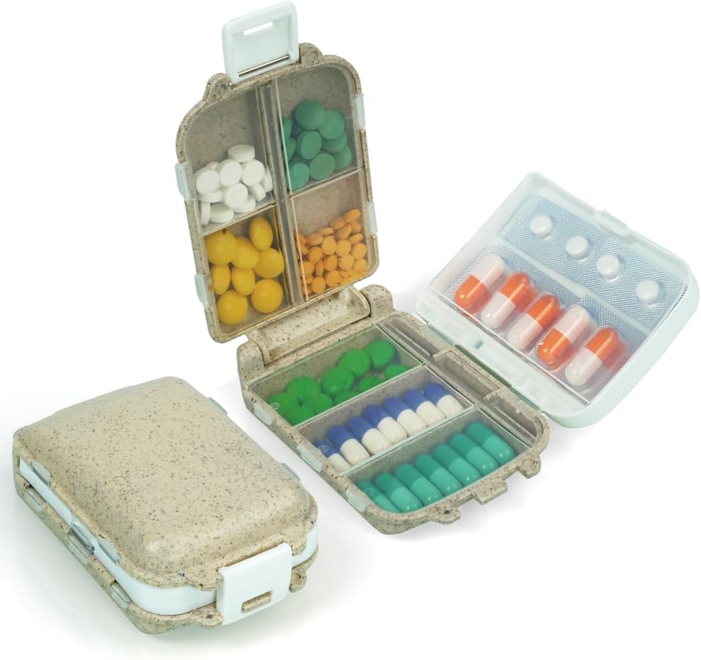ACWOO Pilulier Portable, 3 Étages Semainier Medicament, Pilulier Avec 8 ...
