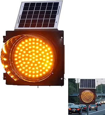 Amazon.com: LED Solar Traffic Light, 300mm/400mm Yellow Flashing Light ...