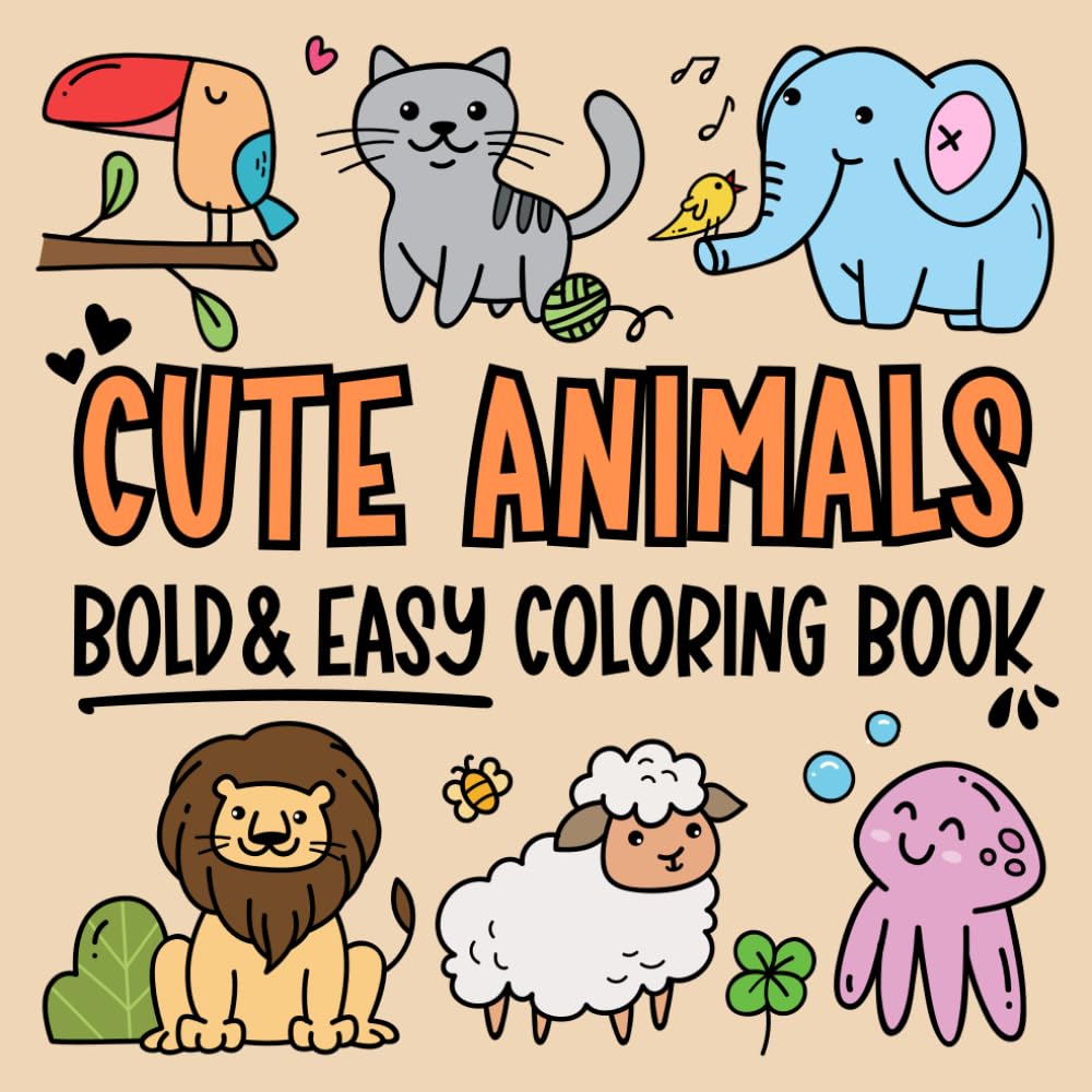Amazon.com: Cute Animals - Simple Coloring Book for Kids and Adults ...