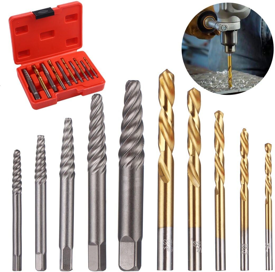 Amazon.com: Homaisson 10 Pcs Screw Extractors & Left Hand Drill Bits ...