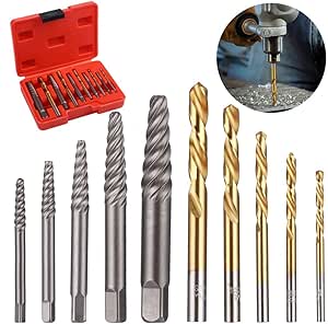 Amazon.com: Homaisson 10 Pcs Screw Extractors & Left Hand Drill Bits Set, Reverse Drill Bit ...