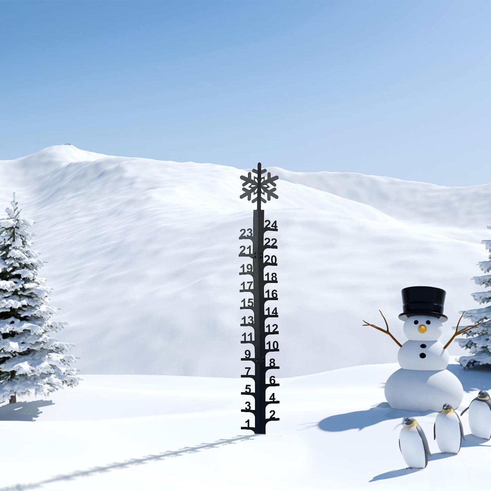 Snow Gauge Outdoor 24 inches,Metal Snow Measuring Stick,Snowfall ...