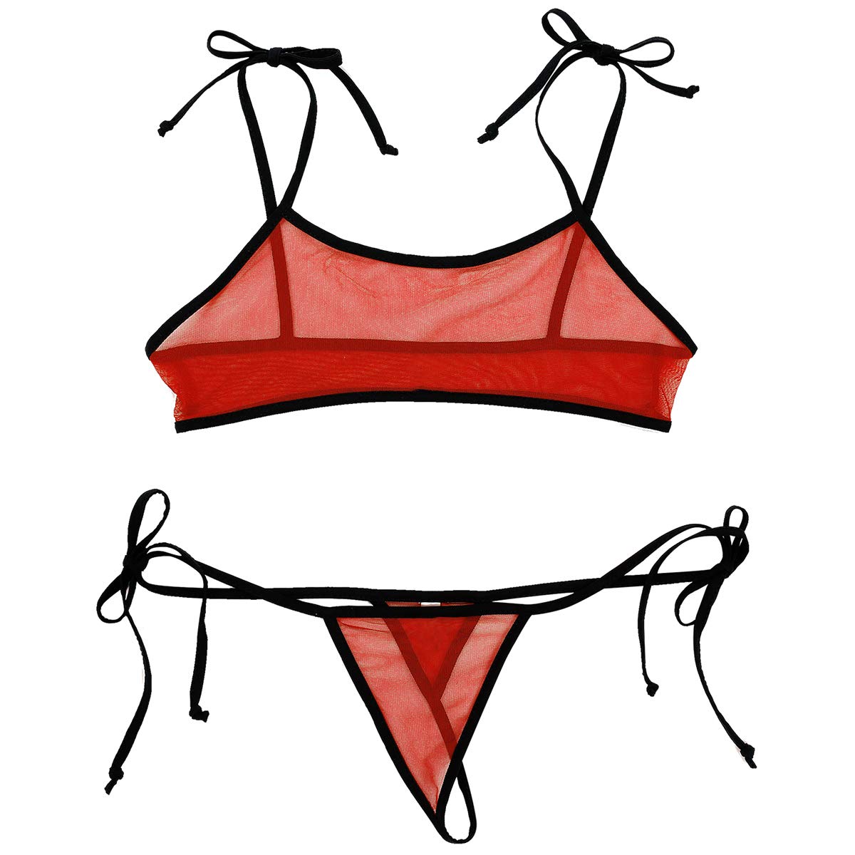 Buy JEATHA Women's Sheer Mesh Bikini Set See Through Micro Bra Crop Top ...