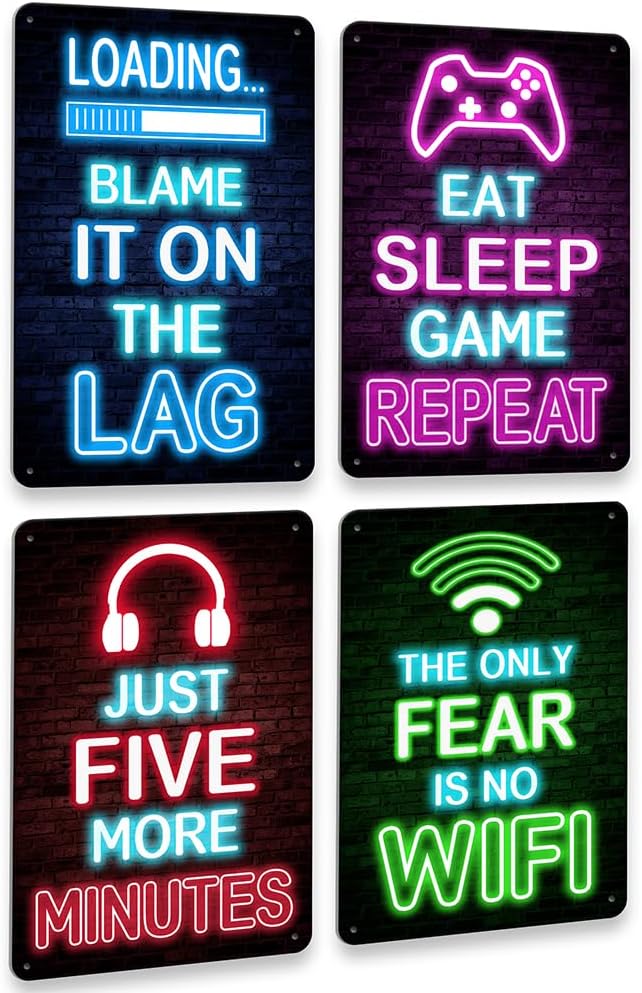 Amazon.com: Gaming Room Decor Boys Stuff Kids Game Playroom Decorations ...