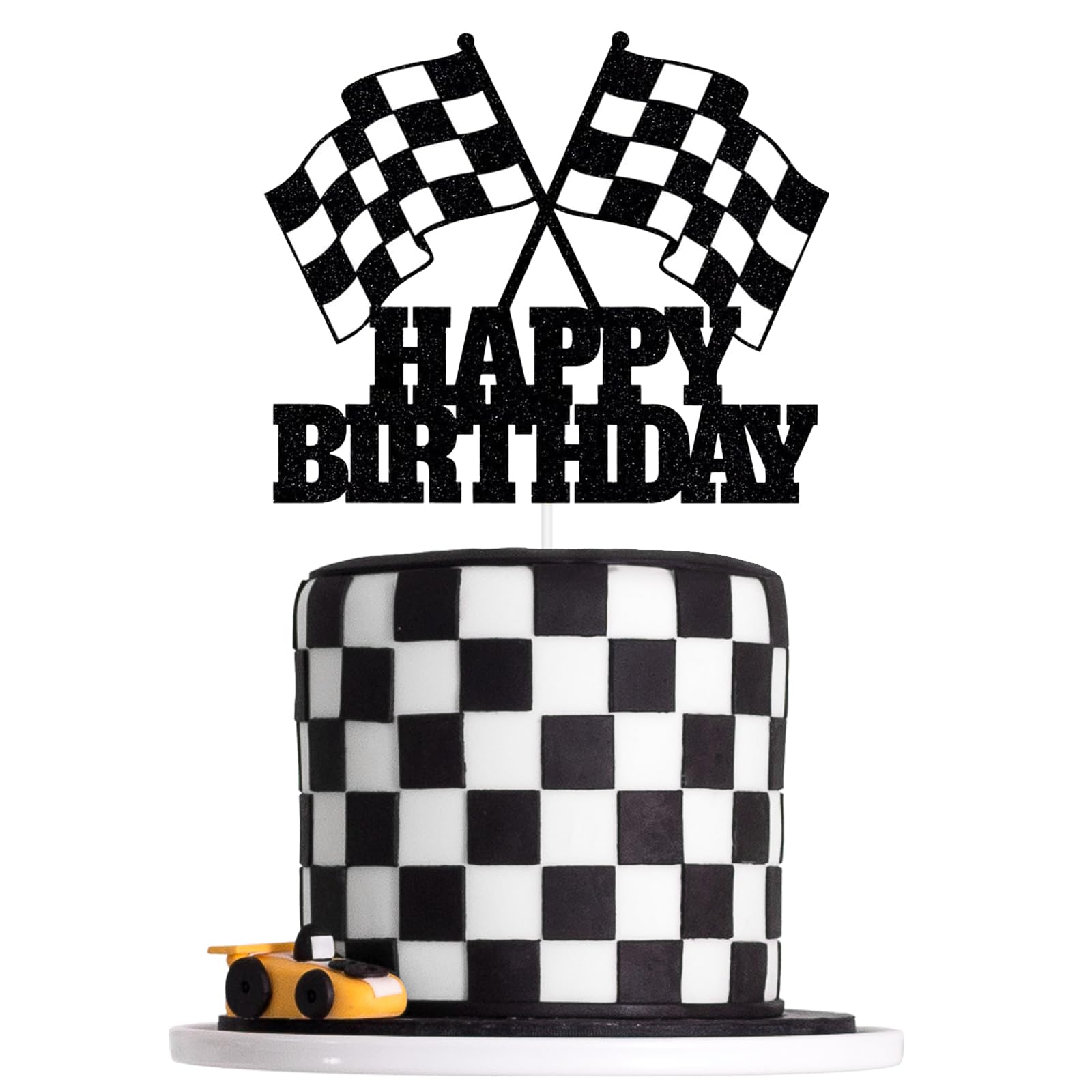 Amazon.com: Race Flag Cake Topper Racing Happy Birthday Cake Decoration ...