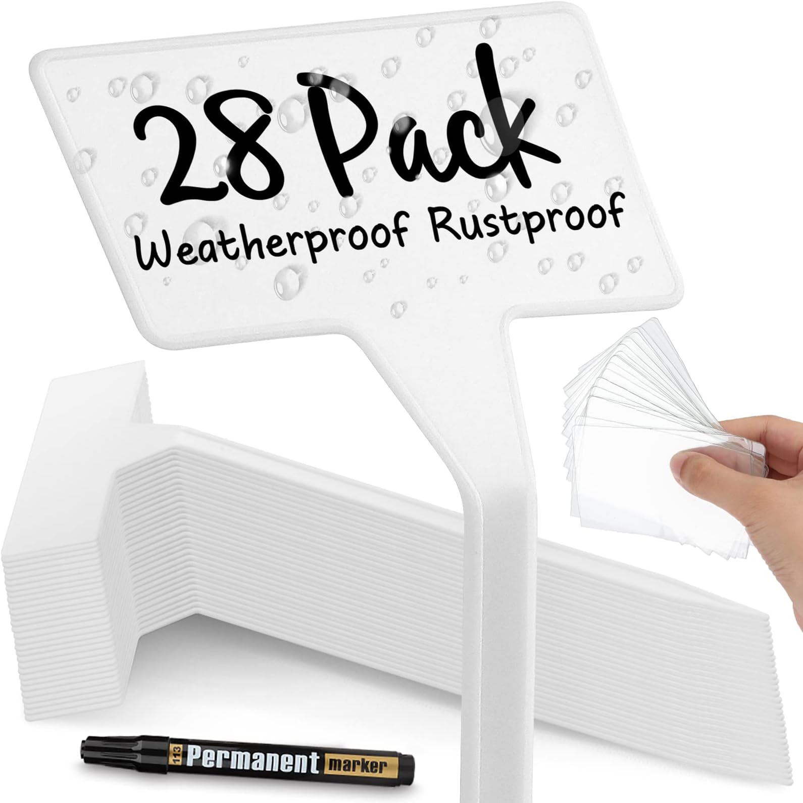 28 Pack Outdoor Plant Label, Large Waterproof Plastic Plant T-Type Tags ...