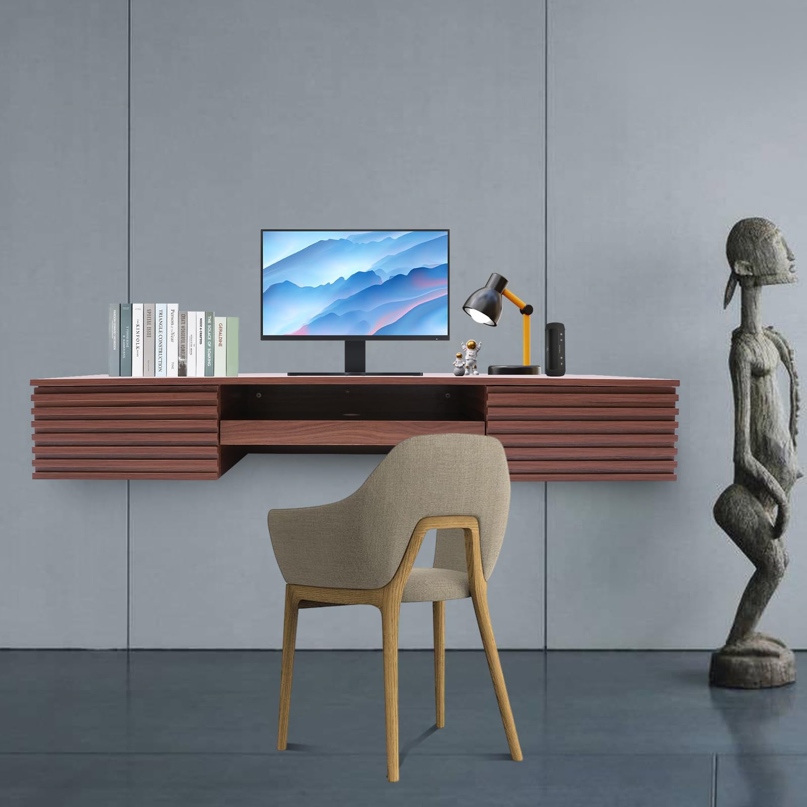 Floating Computer Desk Dark Brown