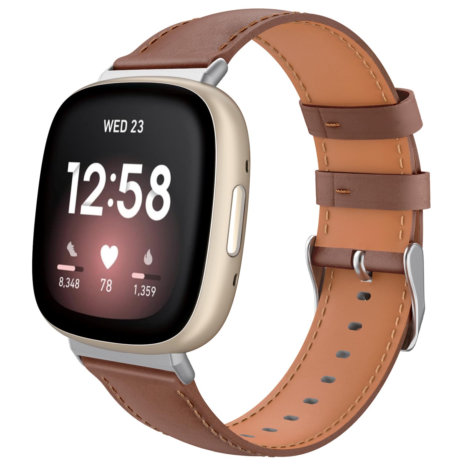 Amazon.com: TiMOVO Leather Band Compatible with Fitbit Versa 4/Fitbit ...