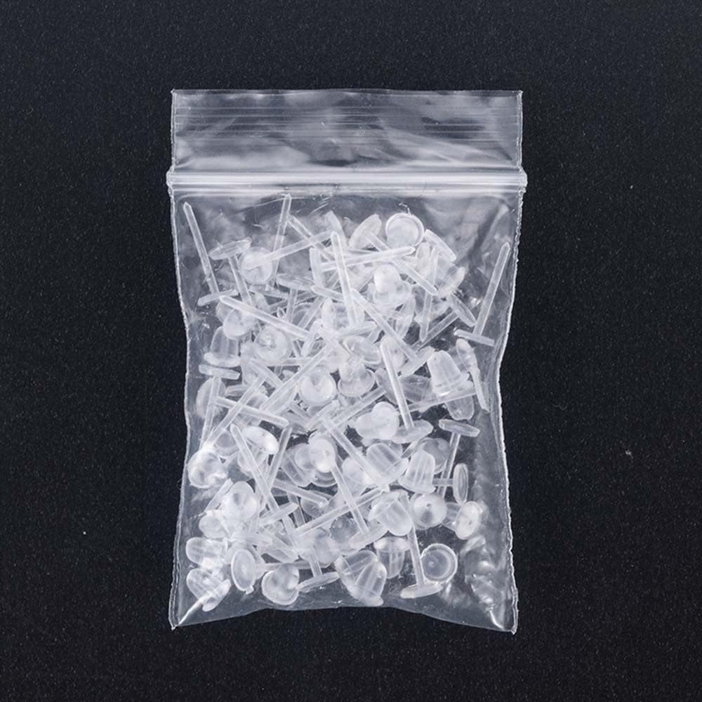 Amazon.com: 50 Pcs Plastic Earring Posts Flat Pad Clear Ear Pin Studs ...