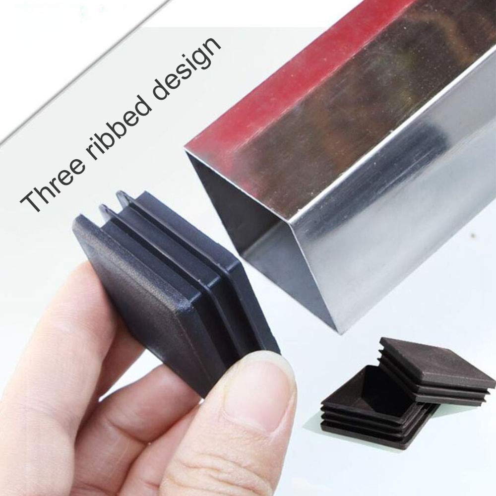 FOGAWA 20Pcs Square Plastic End Caps Tube End Caps 40x 40mm Ribbed ...