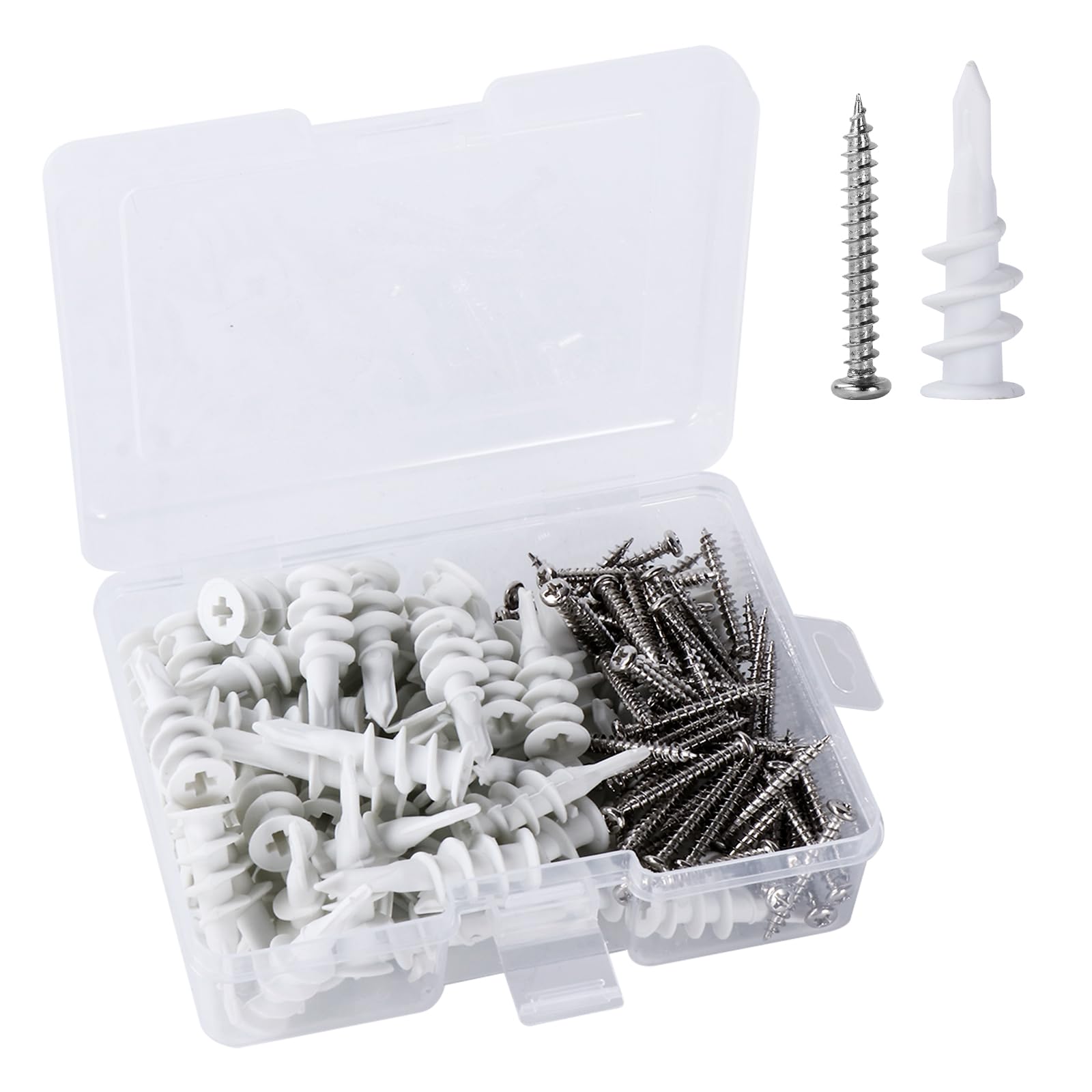 Drywall Anchors Kit Self Drilling?60 Plastic Dry Wall Anchors and 60 ...