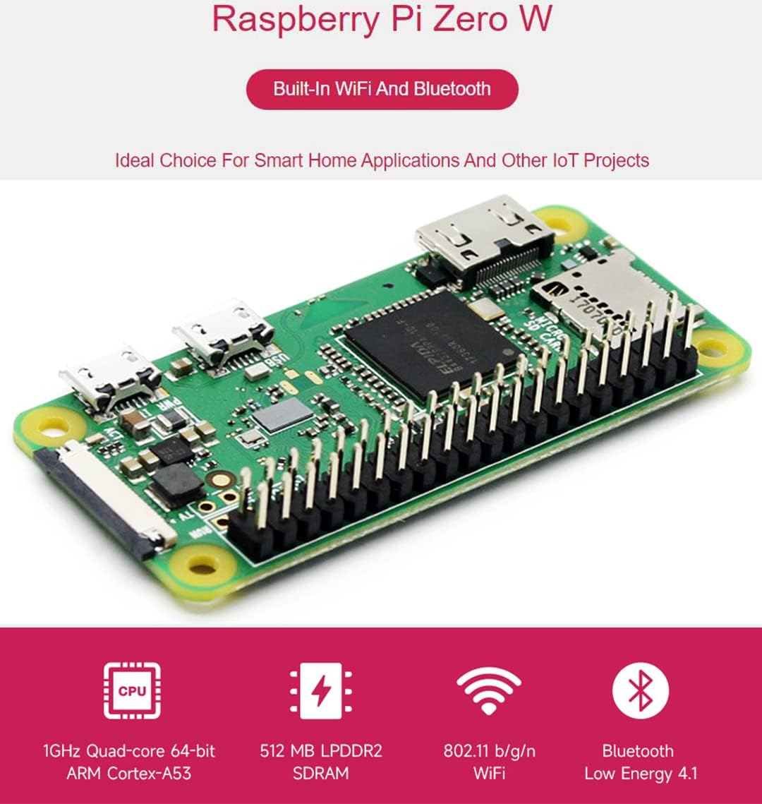 Built-in WiFi and Bluetooth Pi Zero WH, Zero WH Package Comes with Raspberry Pi Zero W with ...