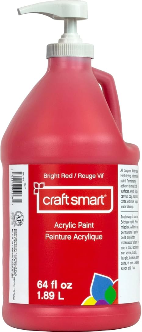 Amazon.com: 64oz. Bright Red Acrylic Paint by Craft Smart - Fast Drying ...