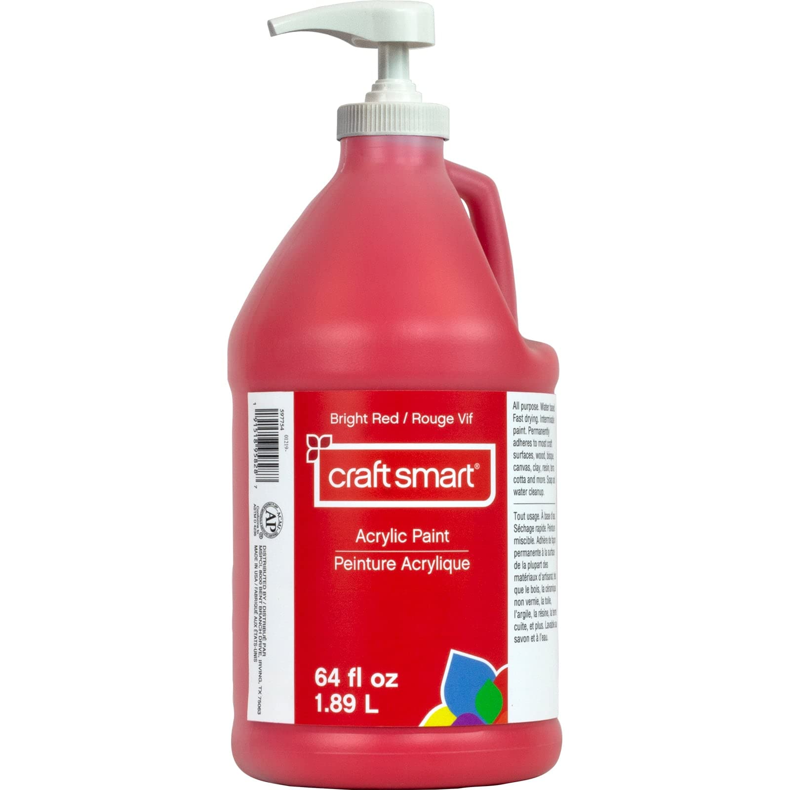 Amazon.com: Craft Smart 64oz. Bright Red Acrylic Paint Fast Drying ...