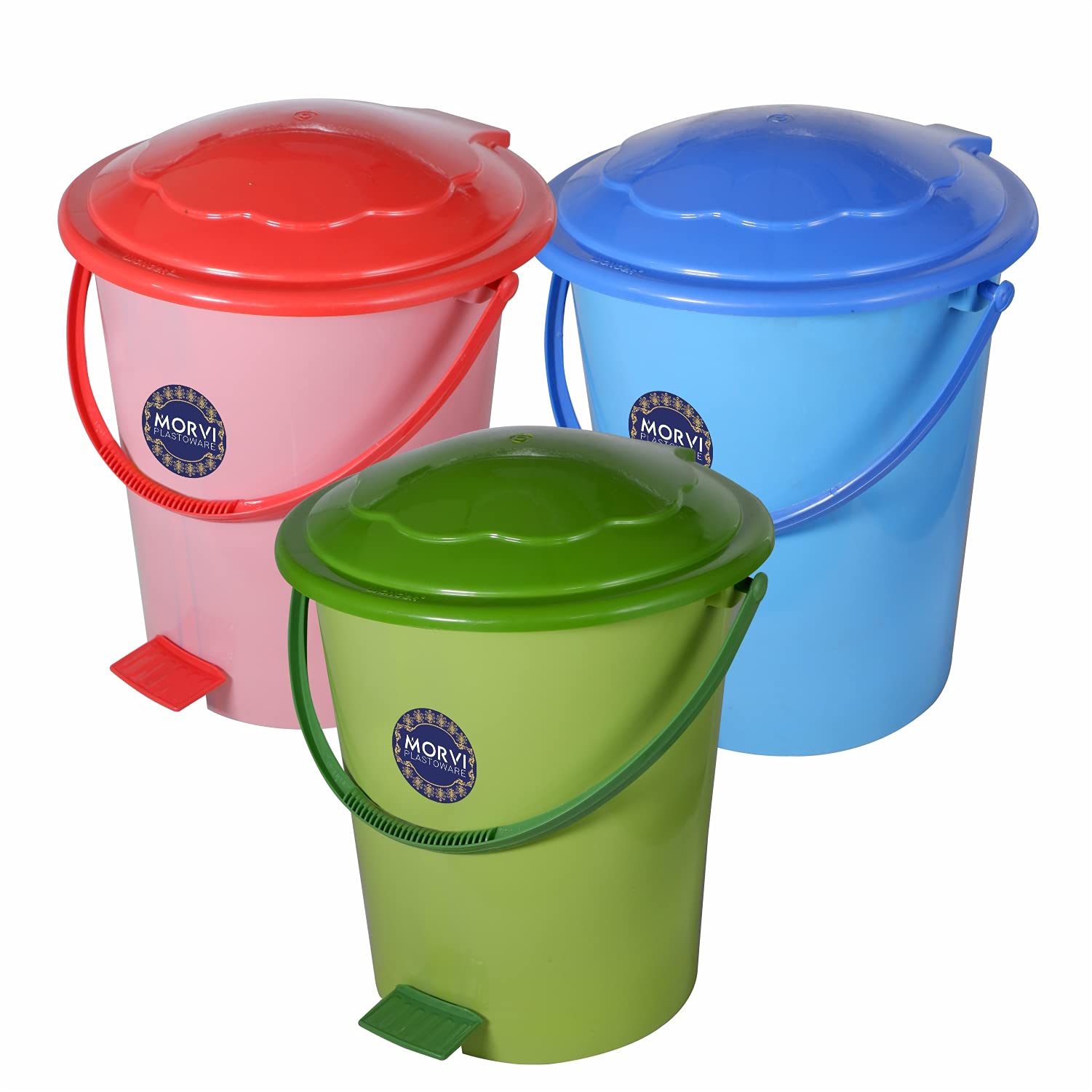 Buy Wonder Plastic Prime Pedal 606 LT Dustbin Set, 3 Pc Dustbin 16 LTR ...