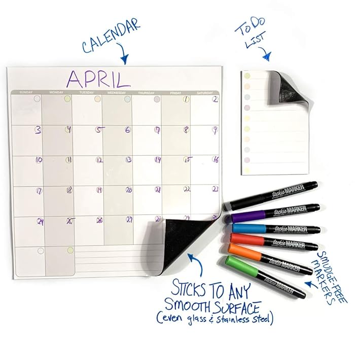 Buy mcSquares Stickies Dry Erase Calendar with to Do List - Sticks to ...