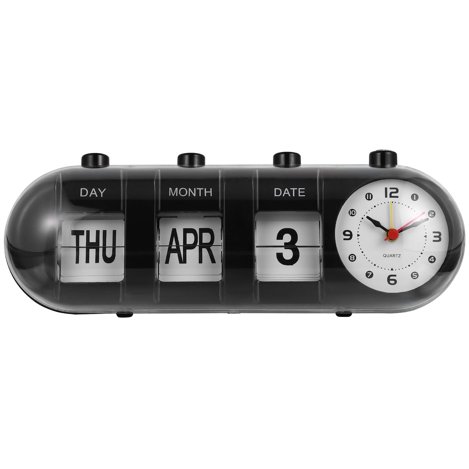 Homoyoyo Perpetual Desk Calendar with Clock, ABS Manual Flip Standing ...