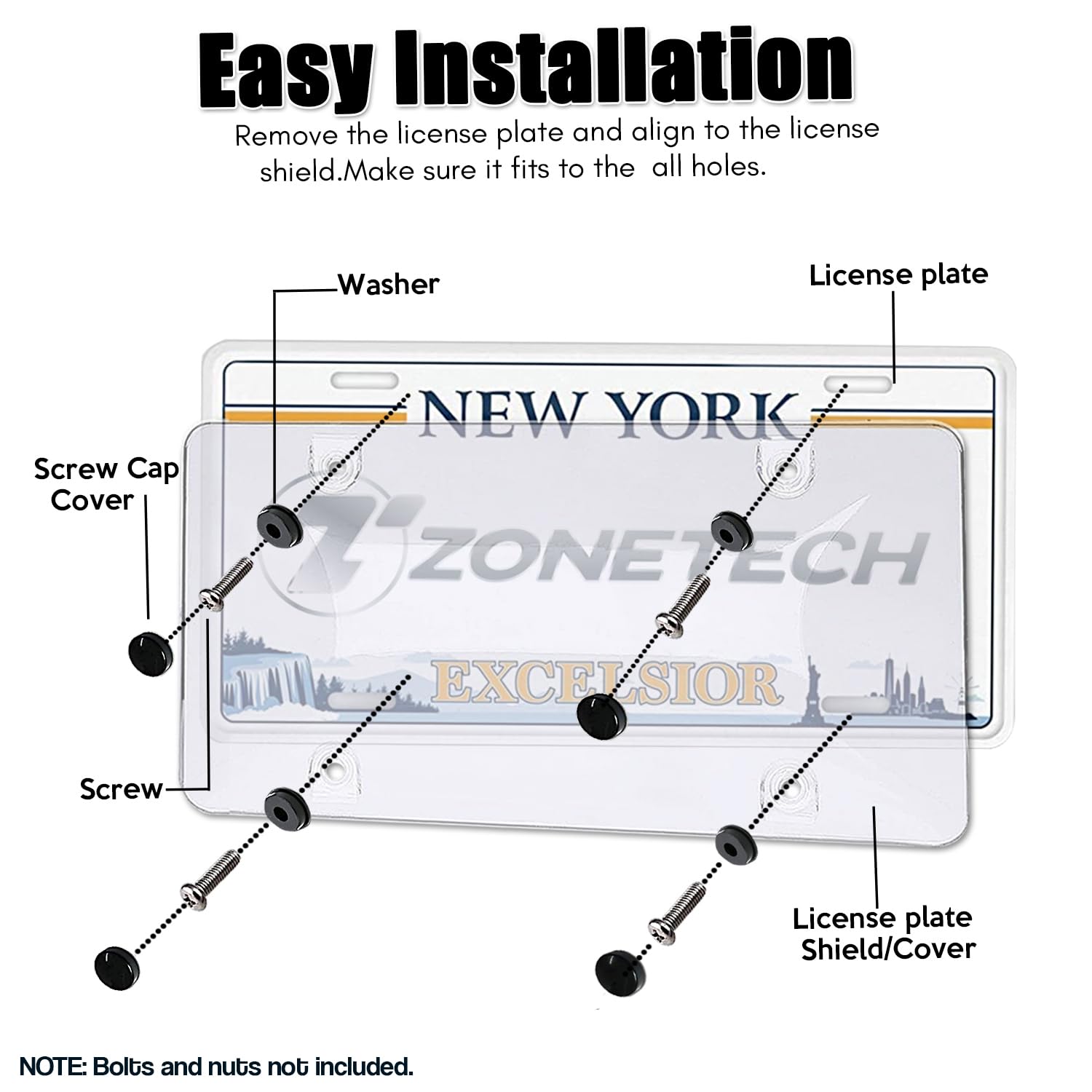 Snapklik.com : ZONTECH Clear License Plate Cover Frame Bubble Shields 2 ...