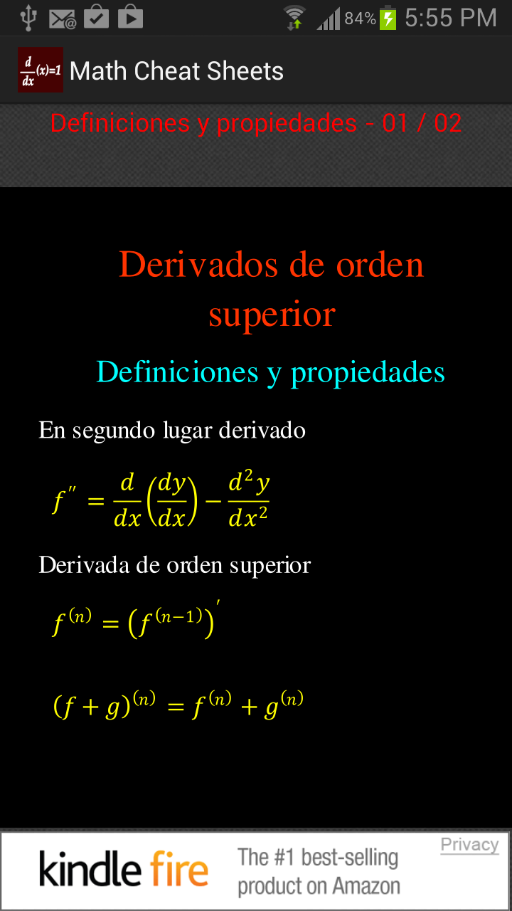 Math Cheat Sheets - App on Amazon Appstore