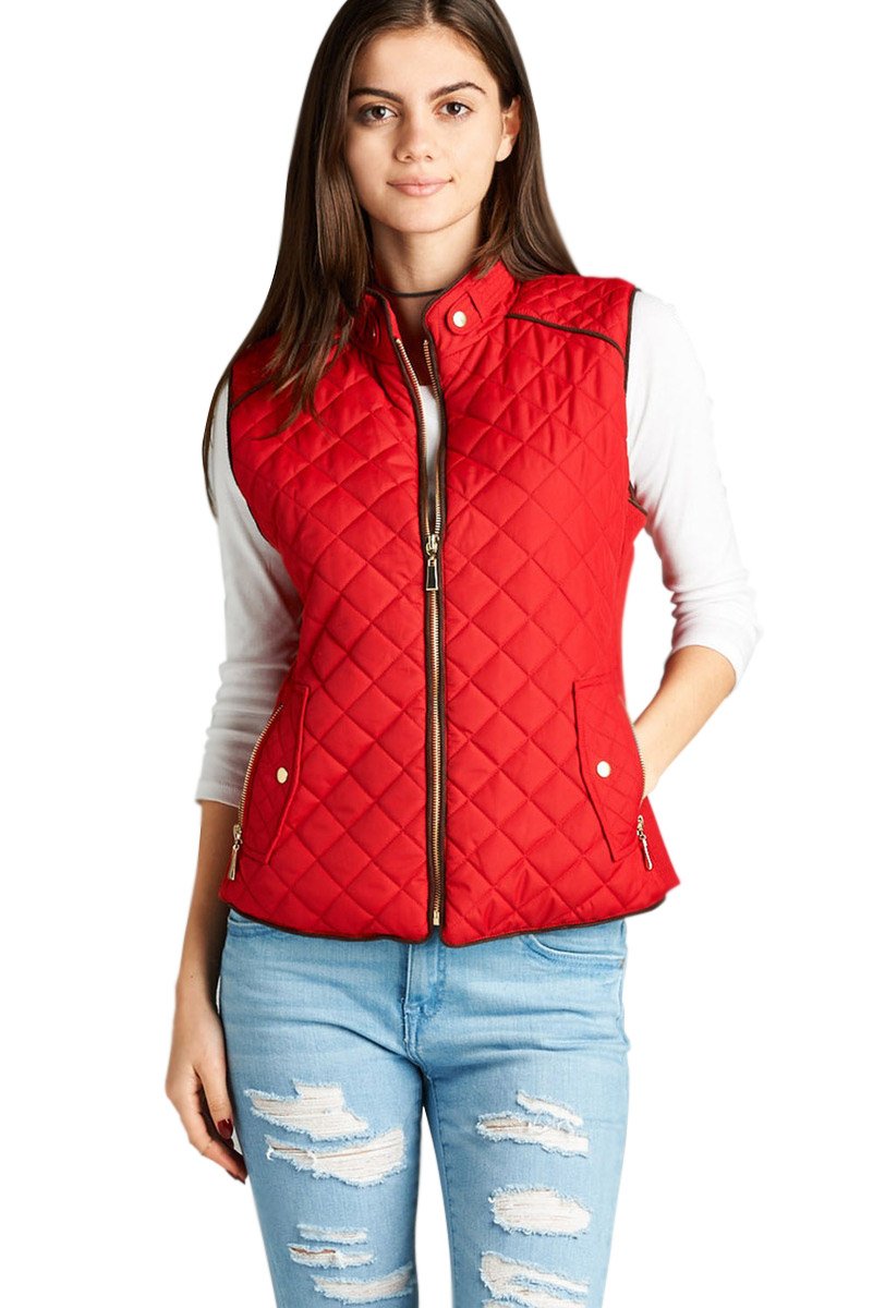 Buy Quilted Padding Vest With Suede Piping Details Sizes from S to 3XL ...
