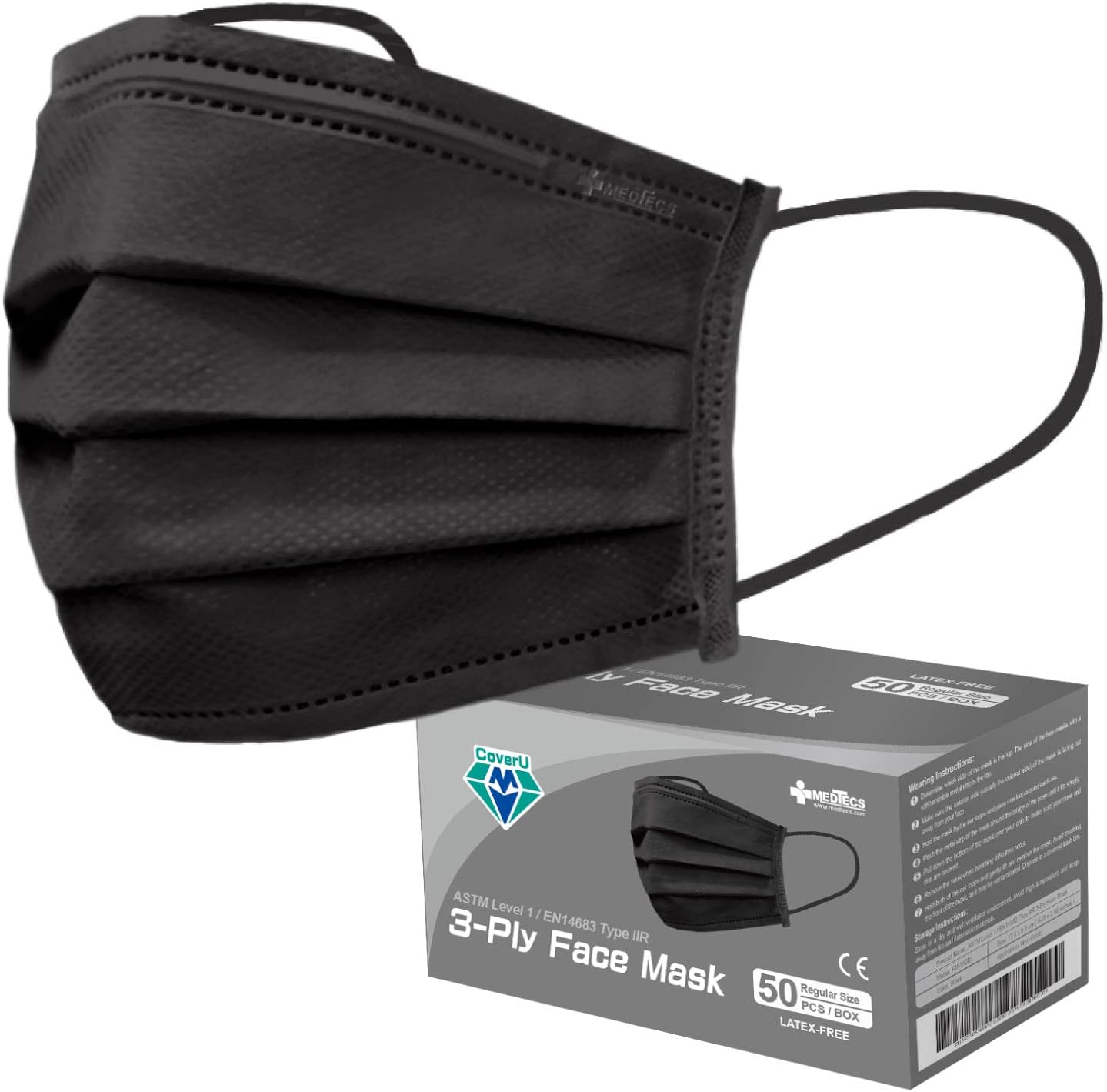 Amazon.com: Modenna Disposable Face Mask Black 50Pcs : Industrial ...