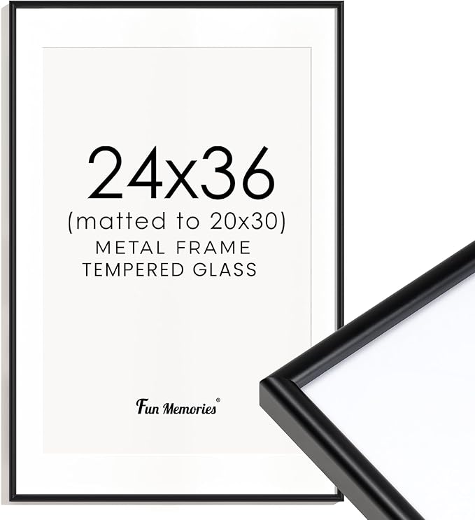 Amazon.com - Fun Memories 24x36 Black Poster Frame, Large Metal Picture ...
