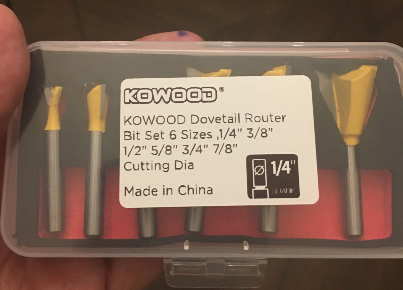 KOWOOD Dovetail Router Bit Set 6 Sizes with 1/4 Inch Shank ,Cutting Dia ...