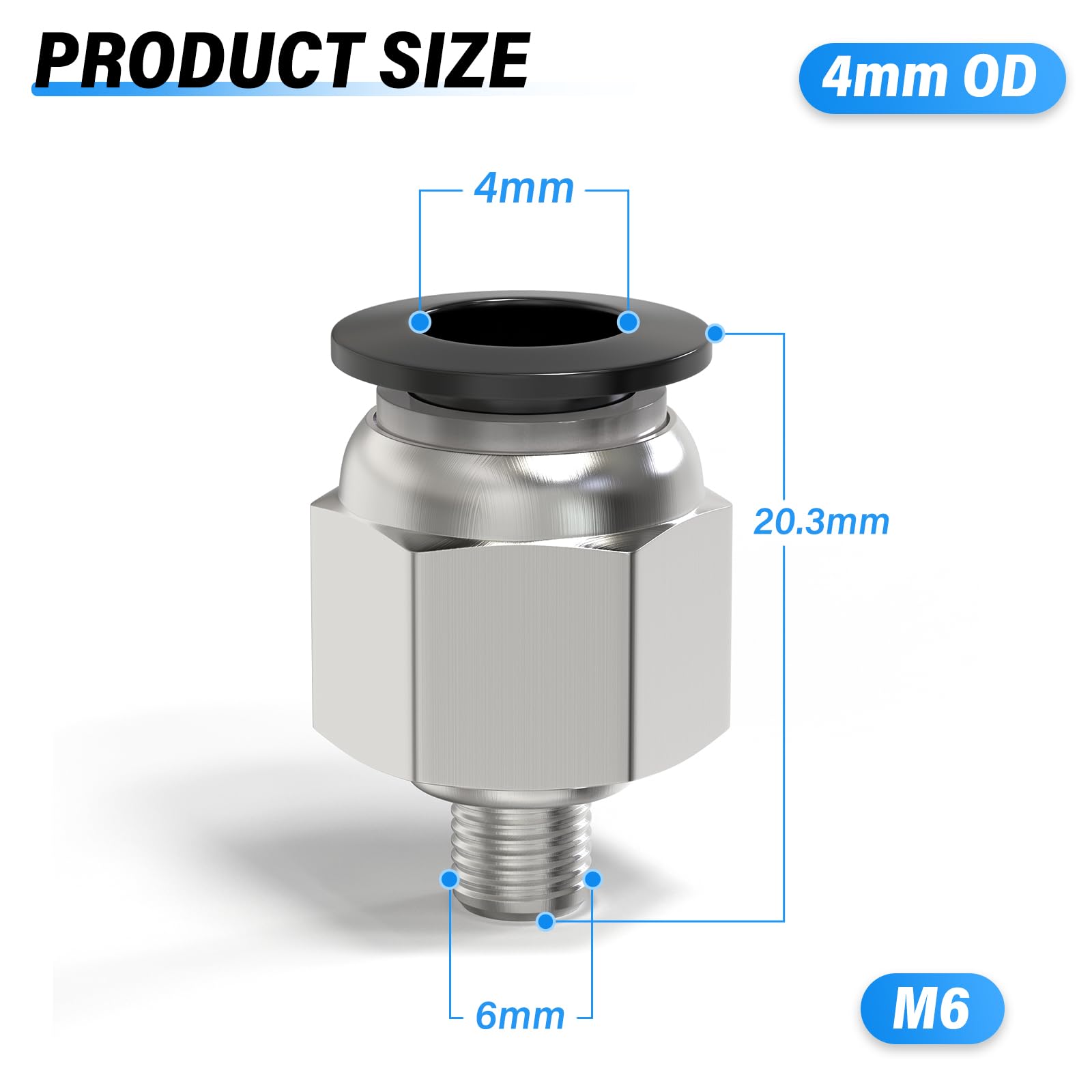 Snapklik.com : TAILONZ PNEUMATIC Male Straight 4mm Tube OD X M6 Thread ...