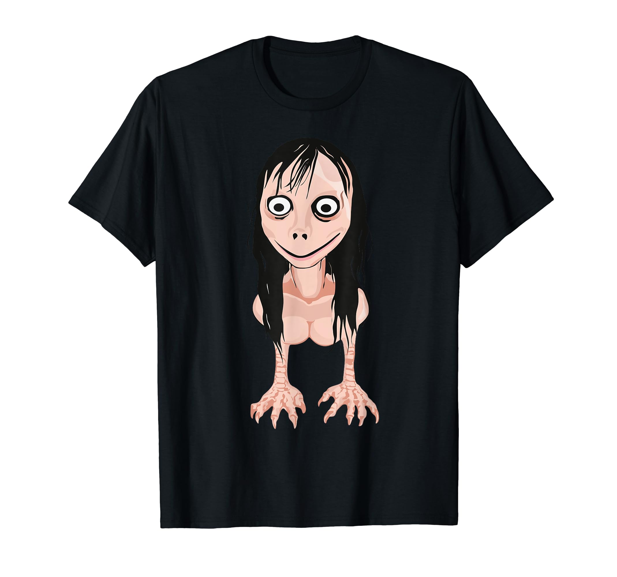 Amazon.com: Momo T Shirt - Creepy Face Shirt - Spooky Halloween Momo ...
