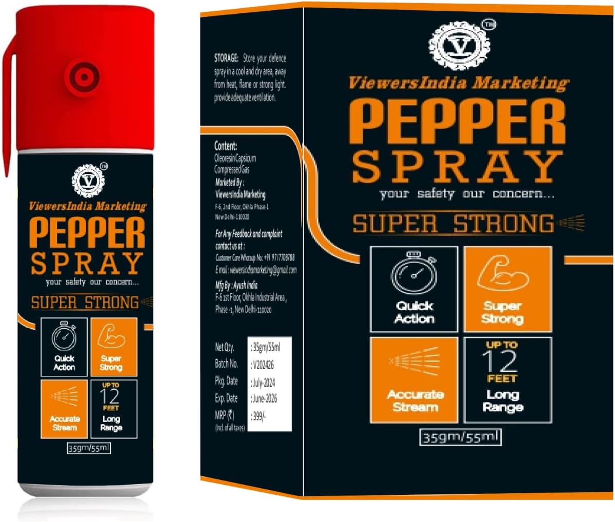 Super-Strong Self Defence Pepper Spray for Women Safety (Pack-of-1), 55 ...