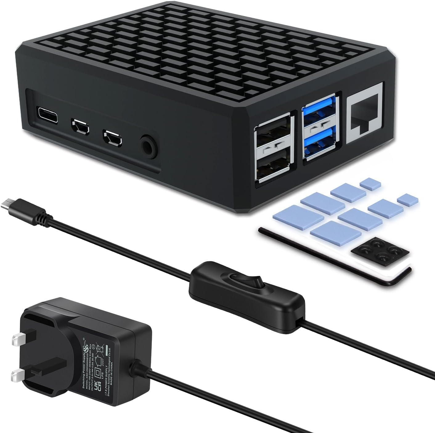 Raspberry Pi 4 Case, iUniker Aluminiun Raspberry Pi Case Passive Pi 4 Case 20W 5V 4.0A Raspberry ...